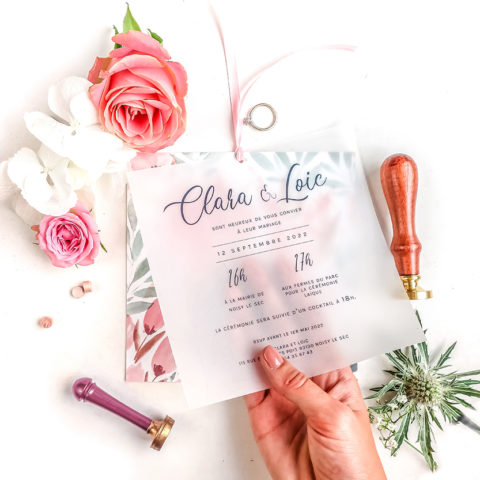 faire part de mariage calque fleur aquarelle | Sweet Paper